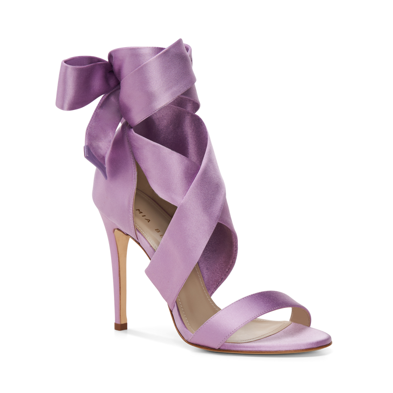 Allie Lilac Satin Lace-up Sandal | Mia Becar