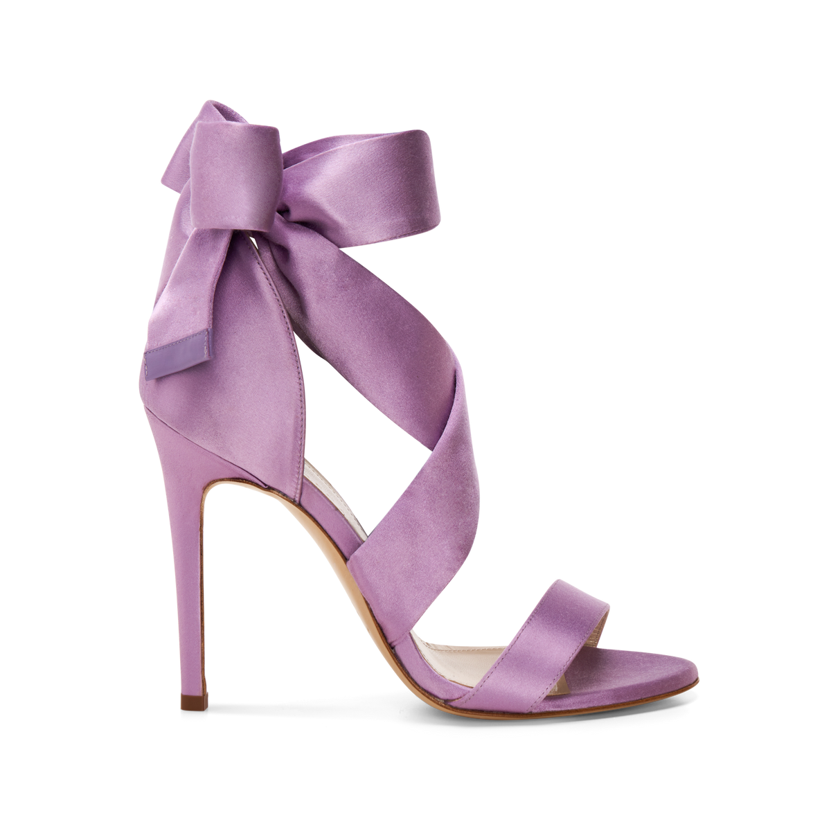 Allie Lilac Satin Lace-up Sandal | Mia Becar